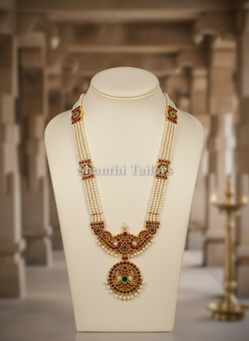 Pearl Haram |Big Doller |Temple Necklace for Classical Dance – shanthitailors