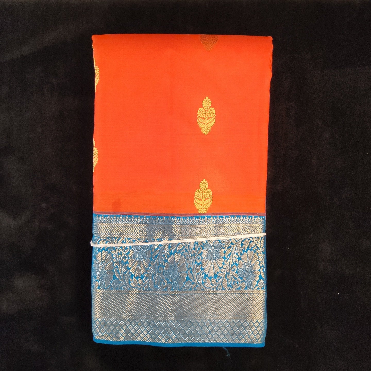 Orange With Ramar Blue Border | Semi Kanchipuram Silk Saree ...
